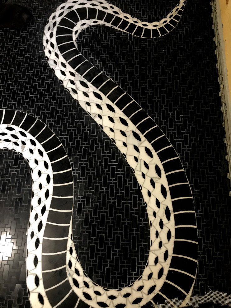 Powder Room Floor - Dramatic Custom Tile Art - Eclectic - Powder Room ...