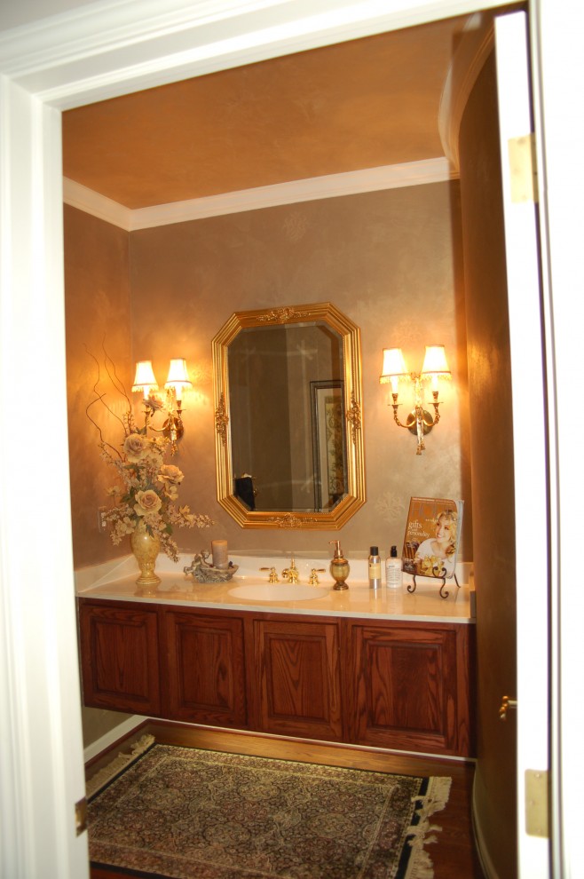 Troweled Metallic Plaster Powder Room Ceiling and Walls - Traditional ...