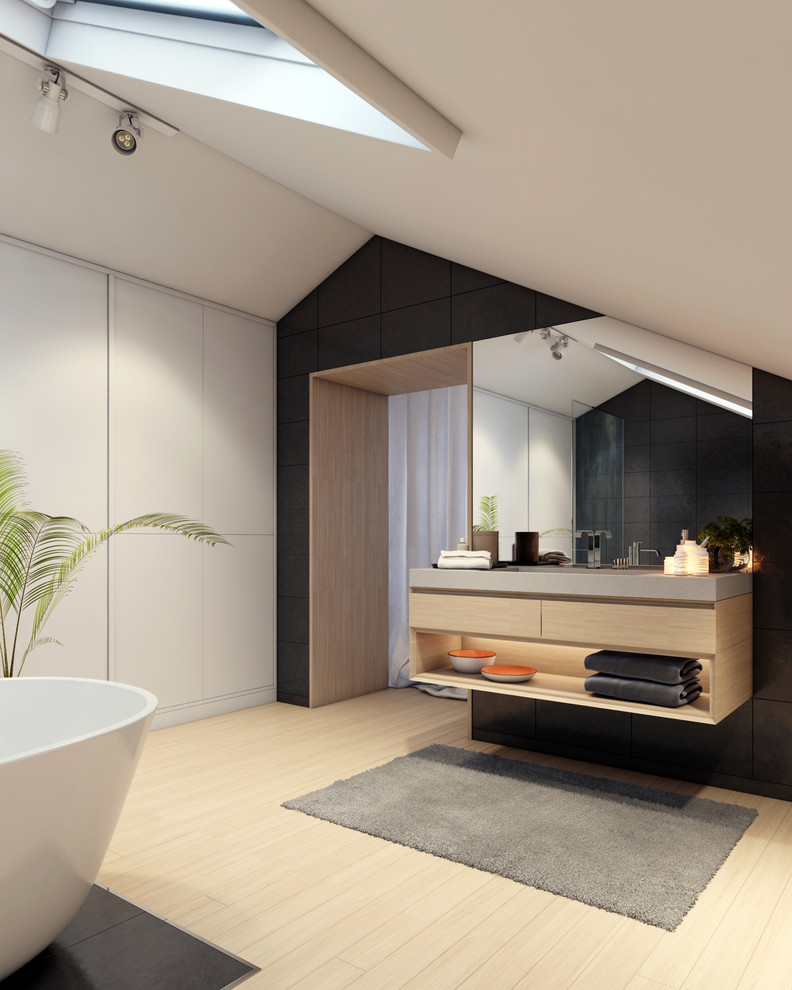 Black - Salle de bain - Boulogne-Billancourt - Contemporary - Bathroom ...