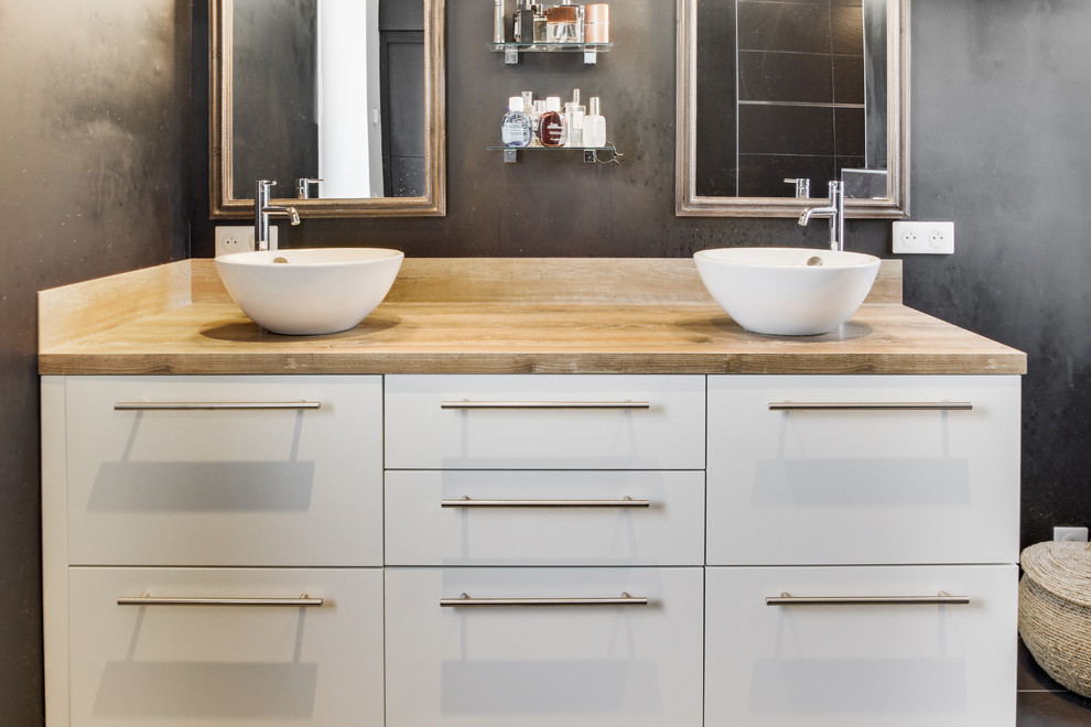 Rénovation d'une salle de bain double vasque - Contemporary - Bathroom ...