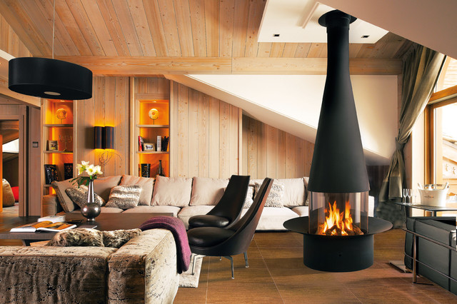 CHEMINÉE CENTRALE / CENTRAL FIREPLACE - Contemporain - Salon ...