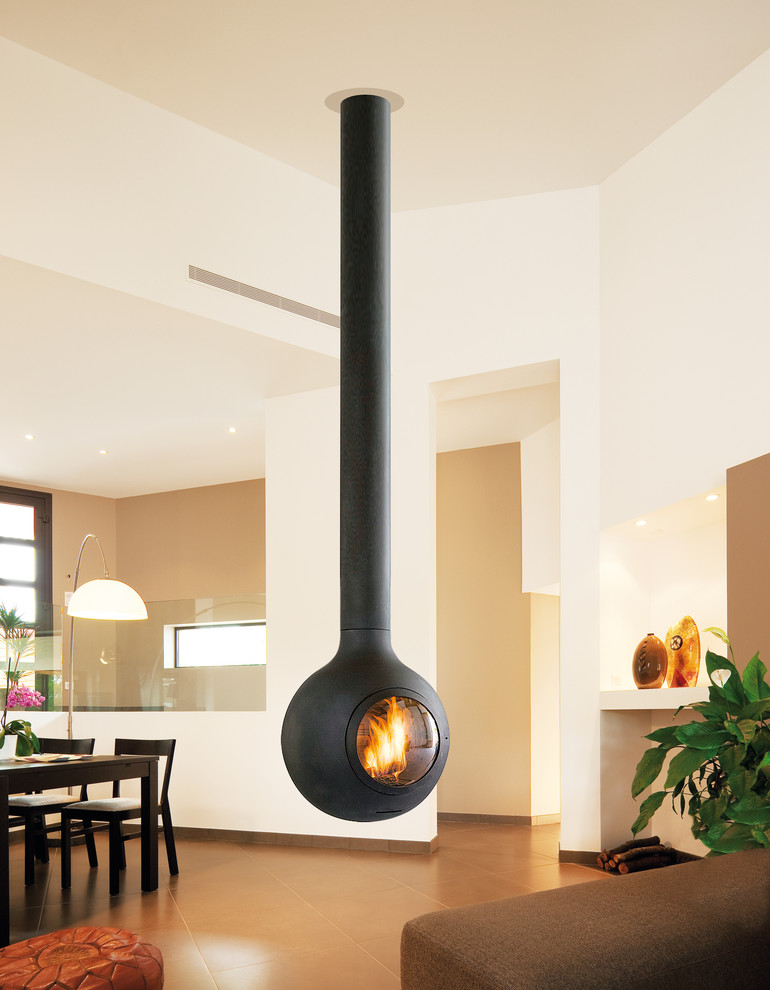 CHEMINÉE CENTRALE / CENTRAL FIREPLACE - Contemporain - Salon ...