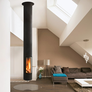 CHEMINÉE CENTRALE / CENTRAL FIREPLACE - Contemporain - Salon ...