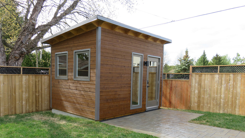 Backyard Escape Office custom Maibec Siding with a matching Garden Shed ...