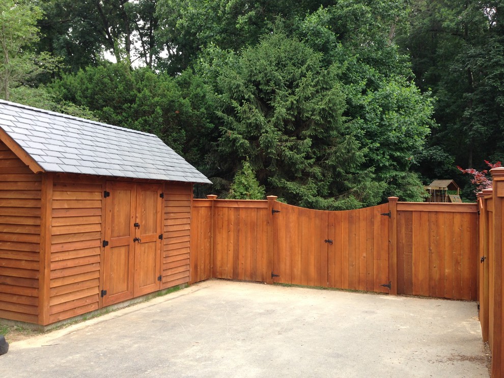 Cedar Fence with Matching Shed - Craftsman - Shed - DC Metro - by Land ...
