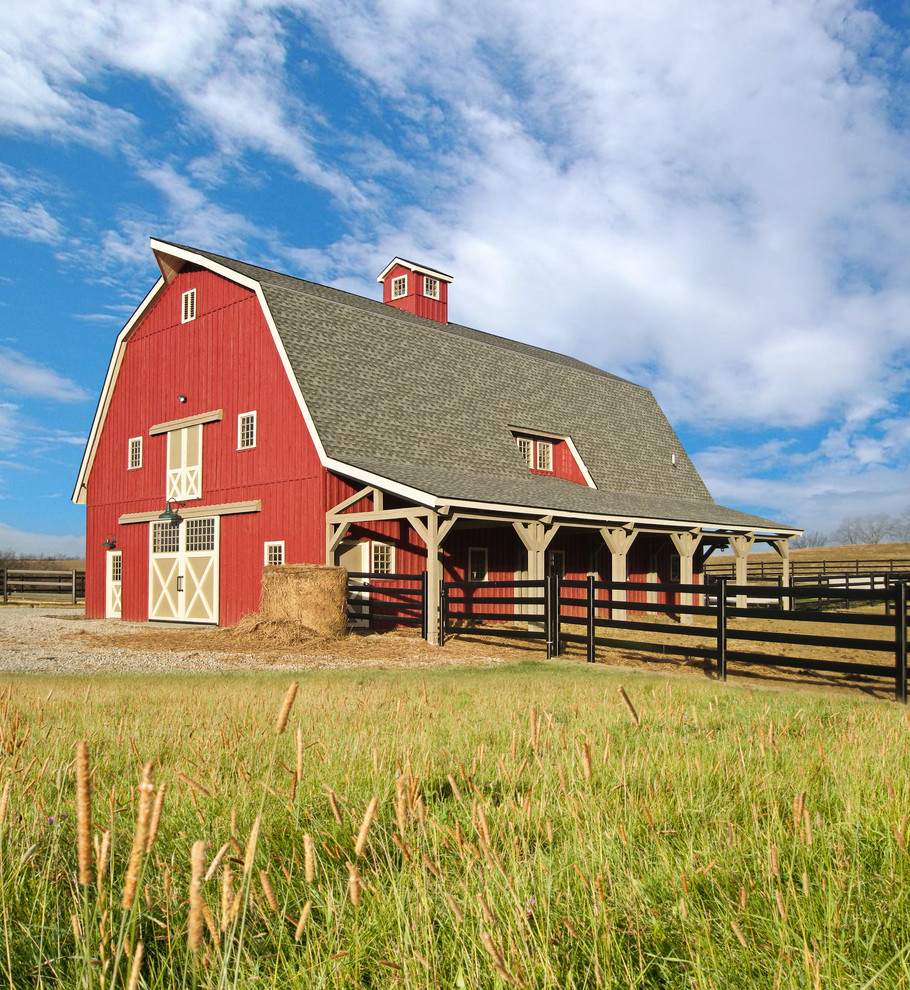 Gambrel Horse Barn in Nebraska - Traditional - Shed - Other - by Sand Creek Post & Beam | Houzz