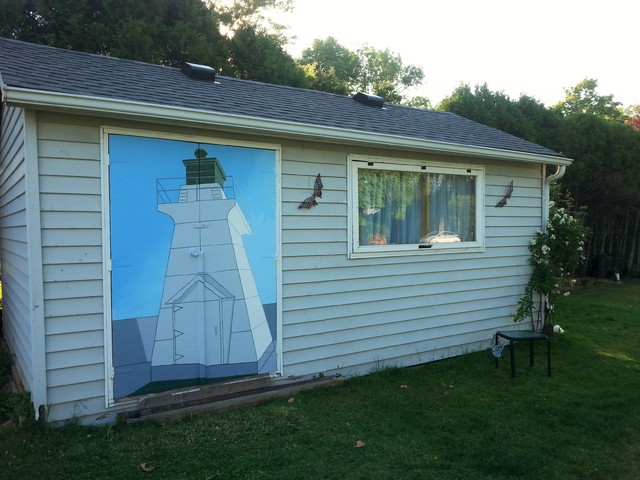 Lighthouse Shed Lighthouse Mural {Hand Painted} Coastal Garden