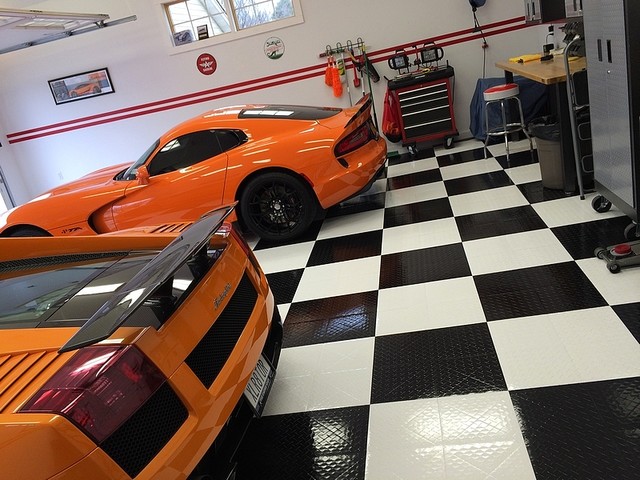 RaceDeck® Garage Floor Tile - Very Cool Home Garage with pair of V10's ...