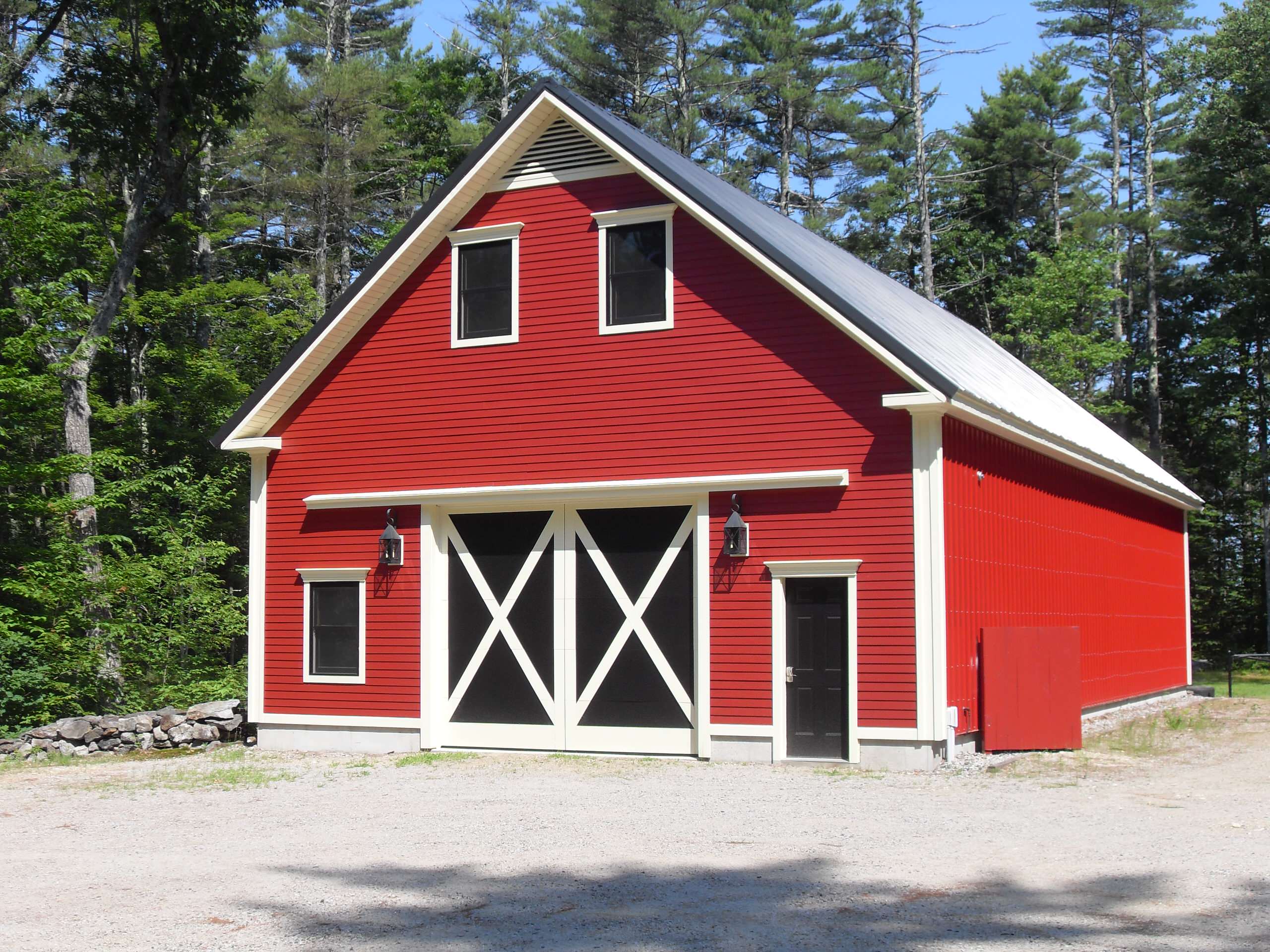 Red shed farmhouse bench store