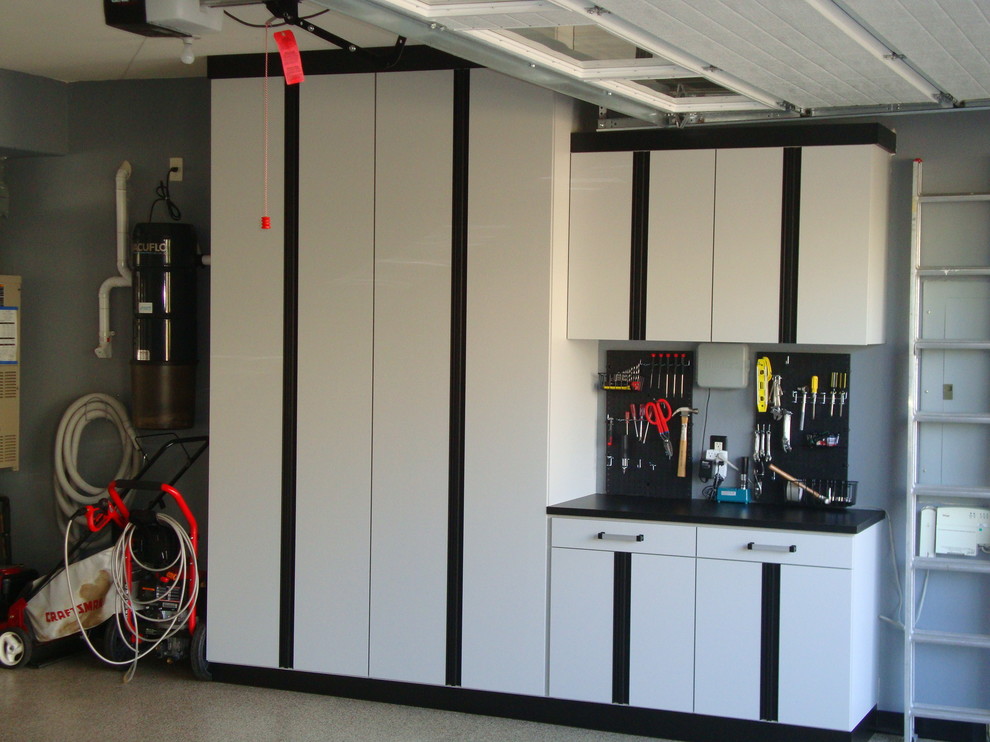 Simple Neat and Cool Black and White Garage - Modern - Garden Shed and ...