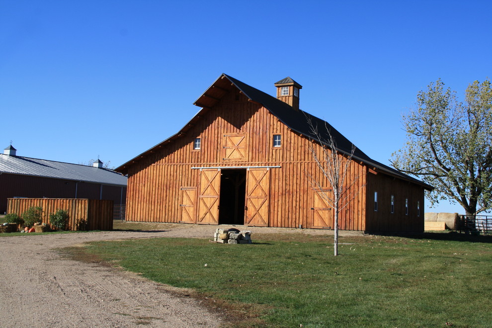 Wood Post & Beam Horse Barn in Nebraska - Farmhouse - Shed - Other - by Sand Creek Post & Beam ...