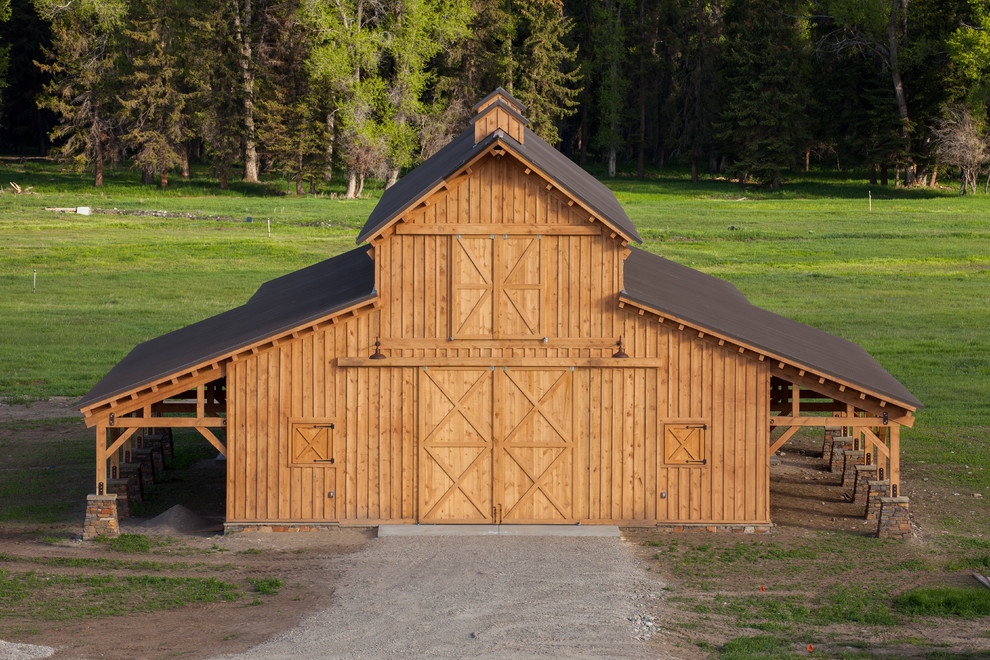 Wyoming Horse Barn - Traditional - Shed - Other - by Sand Creek Post & Beam | Houzz