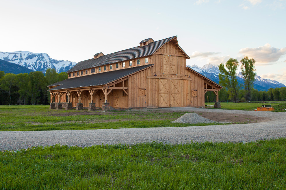 Wyoming Horse Barn - Traditional - Shed - Other - by Sand Creek Post & Beam | Houzz