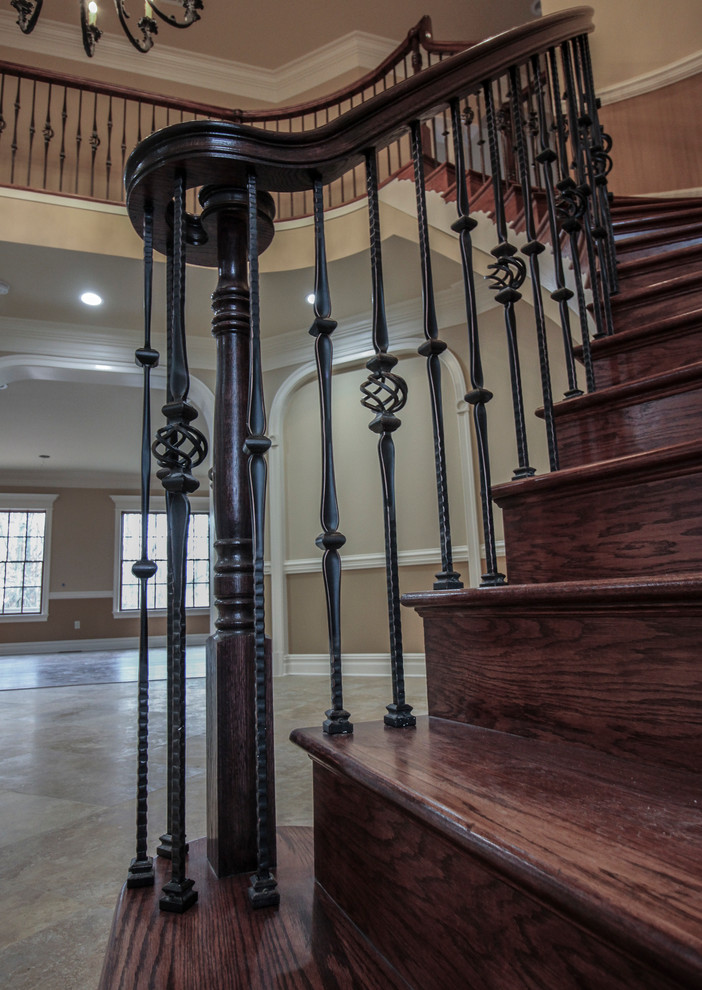 13_Curved Custom Wrought Iron Staircase in Elegant Home, Fairfax VA ...