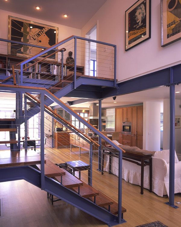 2 Story Entry Space with a Modern Stairway - Farmhouse - Staircase ...