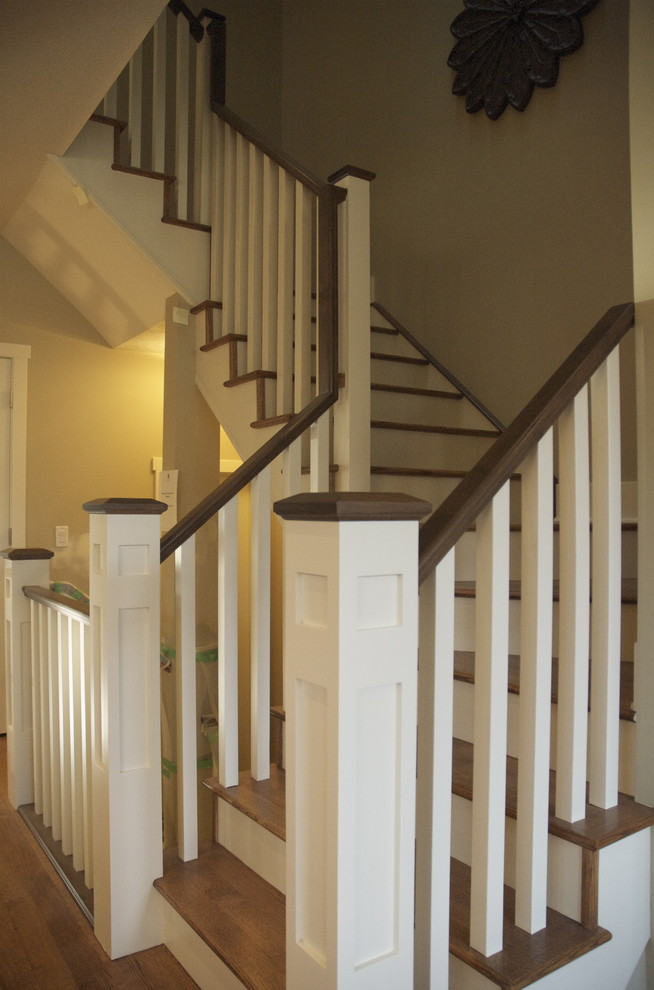 2 tone rail - Traditional - Staircase - Calgary - by Veranda Estate ...