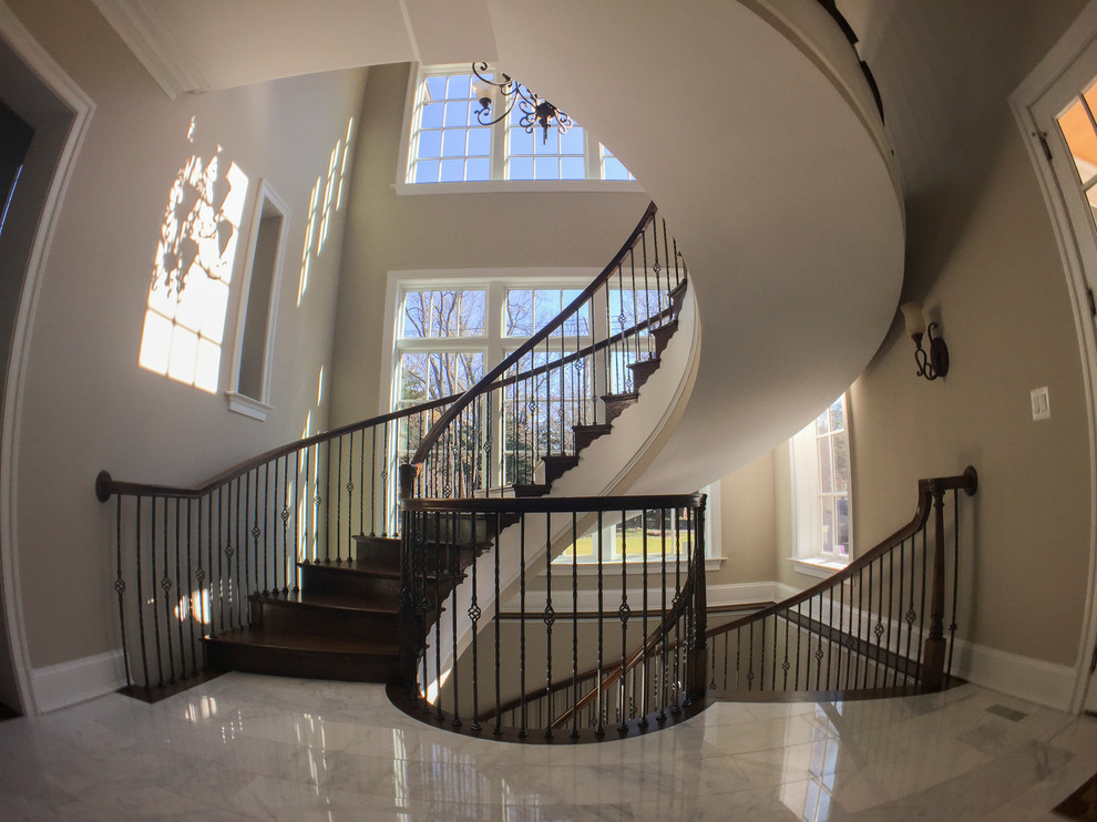 28_Multi-Level Oak&Metal Staircase in Custom Built Home, Potomac Falls ...