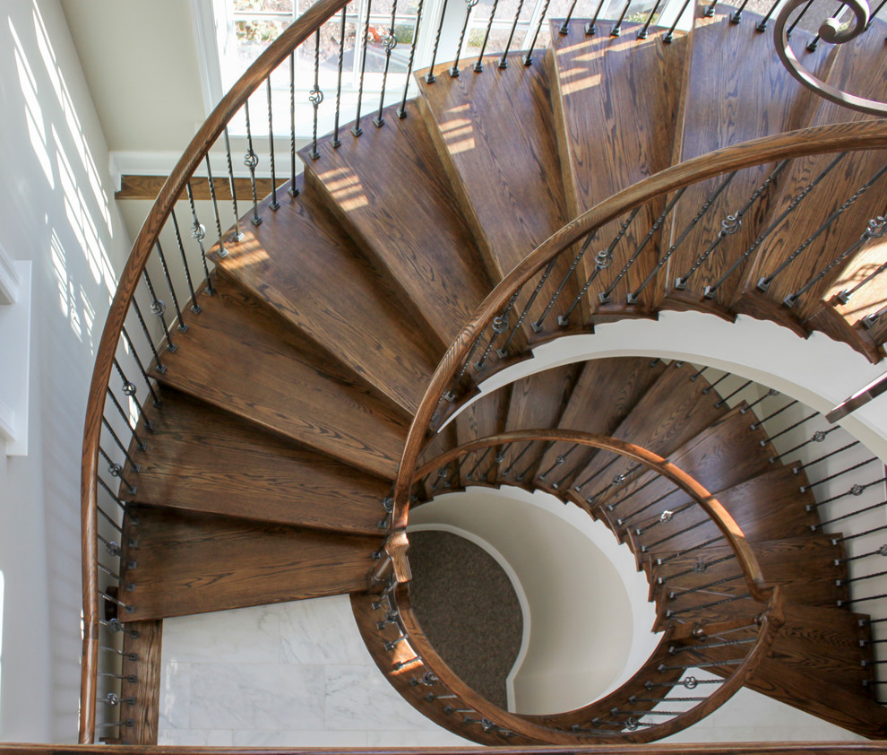 28_Multi-Level Oak&Metal Staircase in Custom Built Home, Potomac Falls ...