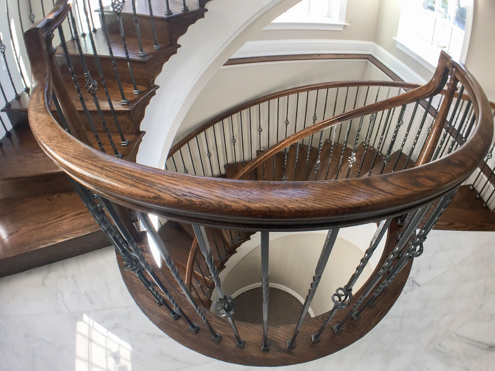 28_Multi-Level Oak&Metal Staircase in Custom Built Home, Potomac Falls ...