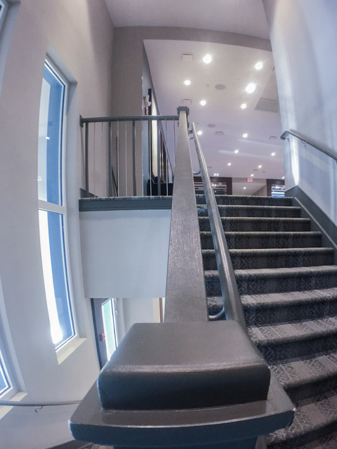 30_Industrial Style Staircase in Renovated Community Clubhouse ...
