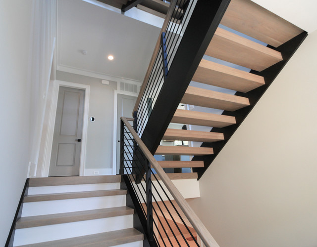 52_Minimalist & Floating Open-Riser White Oak Stairway, Arlington, VA ...