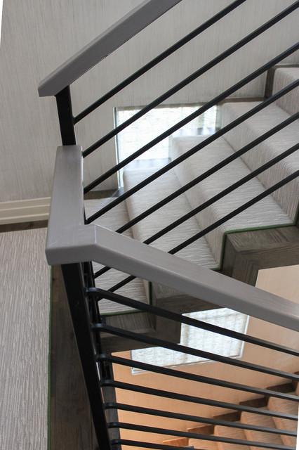 54_Dynamic and Open Wood and Metal Zig-Zag Staircase, Alexandria VA ...