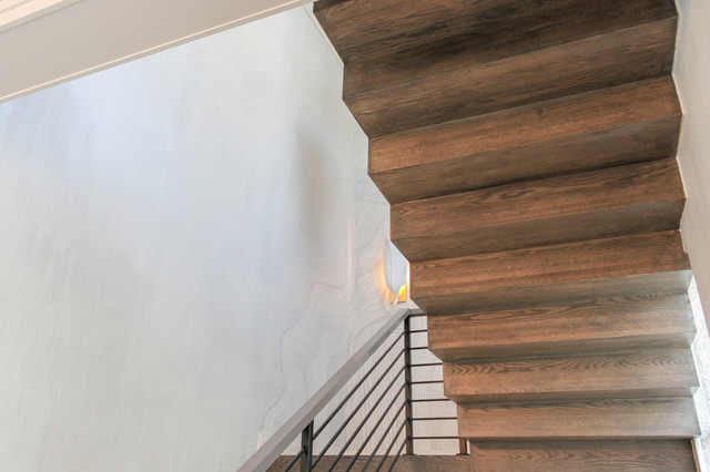 54_Dynamic and Open Wood and Metal Zig-Zag Staircase, Alexandria VA ...