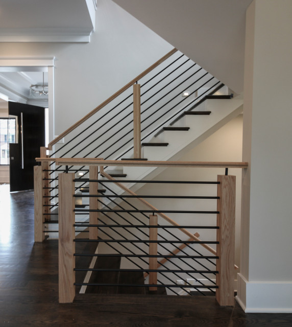 69_Stunning Natural Handrails & Newels + Horizontal Metal Rods ...