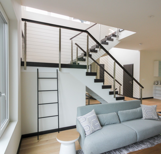 70_Contemporary Stairs With No Risers & Horizontal Railing, Vienna VA ...