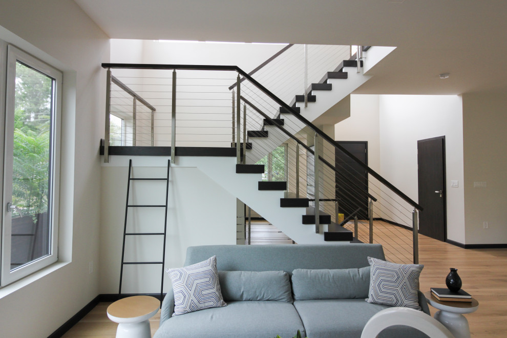 70_Contemporary Stairs With No Risers & Horizontal Railing, Vienna VA ...