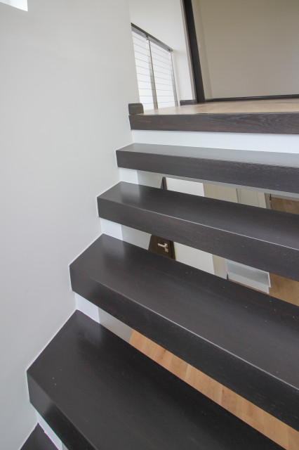 70_Contemporary Stairs With No Risers & Horizontal Railing, Vienna VA ...