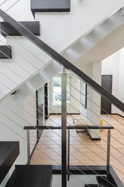70_Contemporary Stairs With No Risers & Horizontal Railing, Vienna VA ...