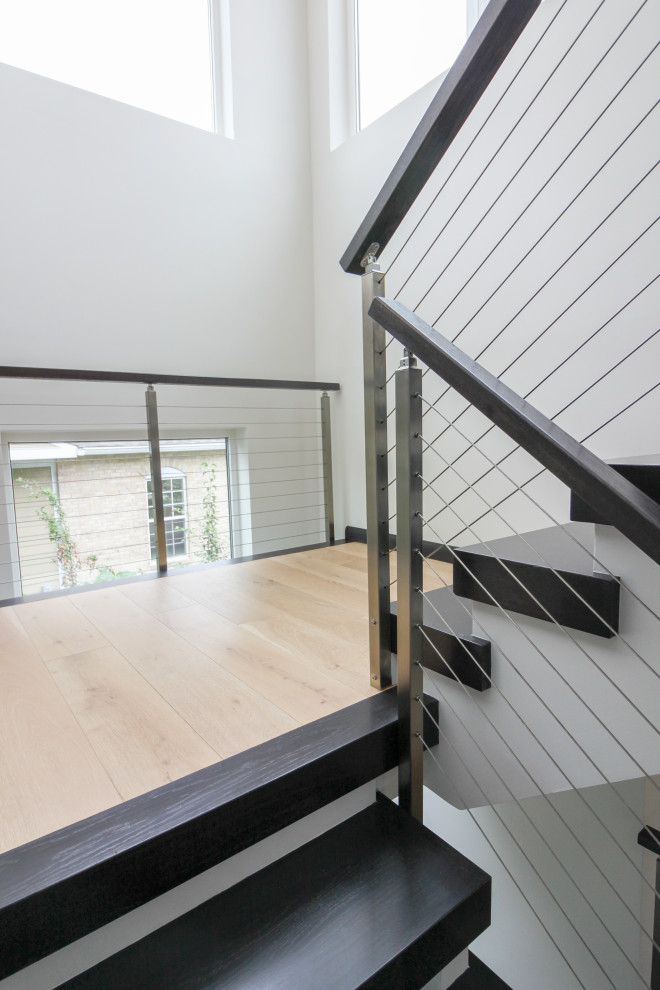 70_Contemporary Stairs With No Risers & Horizontal Railing, Vienna VA ...