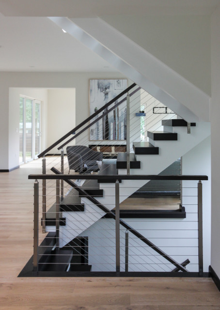 70_Contemporary Stairs With No Risers & Horizontal Railing, Vienna VA ...