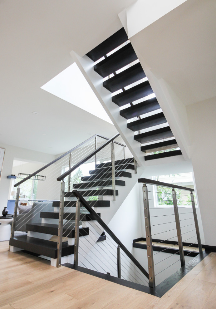 70_Contemporary Stairs With No Risers & Horizontal Railing, Vienna VA ...