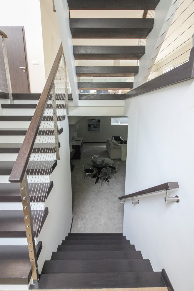 70_Contemporary Stairs With No Risers & Horizontal Railing, Vienna VA ...
