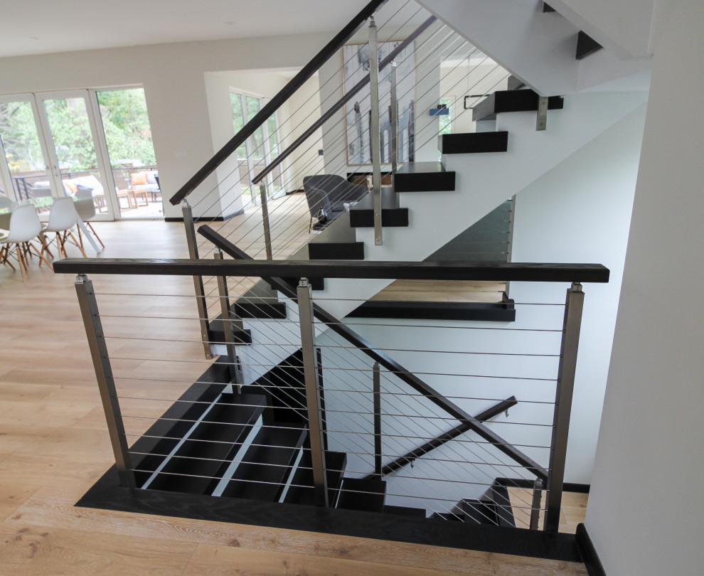 70_Contemporary Stairs With No Risers & Horizontal Railing, Vienna VA ...