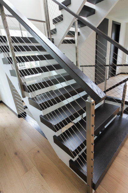 70_Contemporary Stairs With No Risers & Horizontal Railing, Vienna VA ...