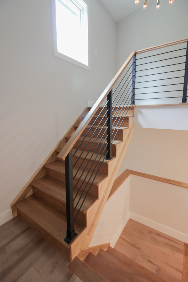 71_Modern/Neutral Hickory Stairs with Horizontal Balustrade, Bethesda ...