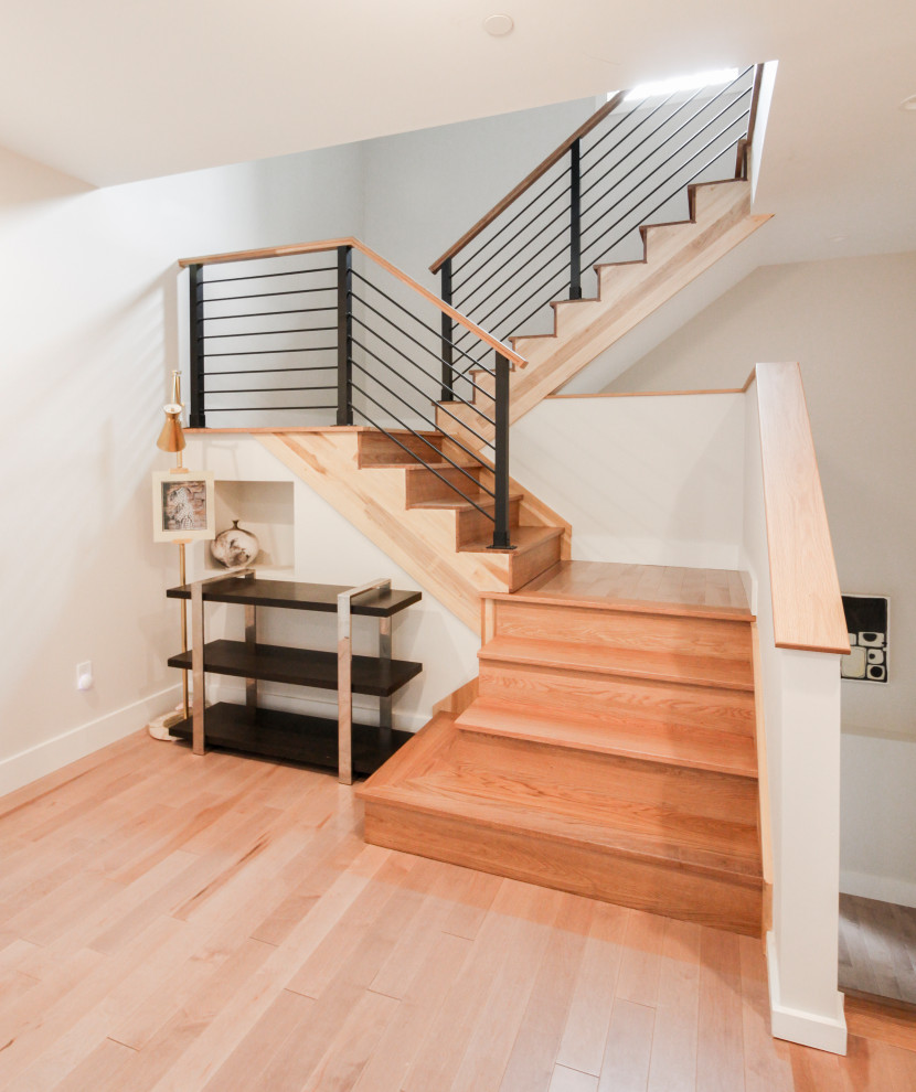 71_Modern/Neutral Hickory Stairs with Horizontal Balustrade, Bethesda ...