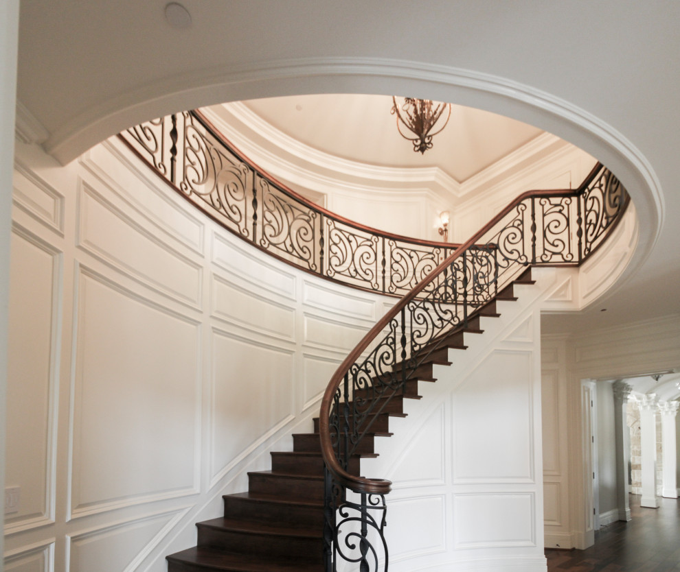 74_Exquisite Circular Stair with Metal Railing Panels, Highland MD ...