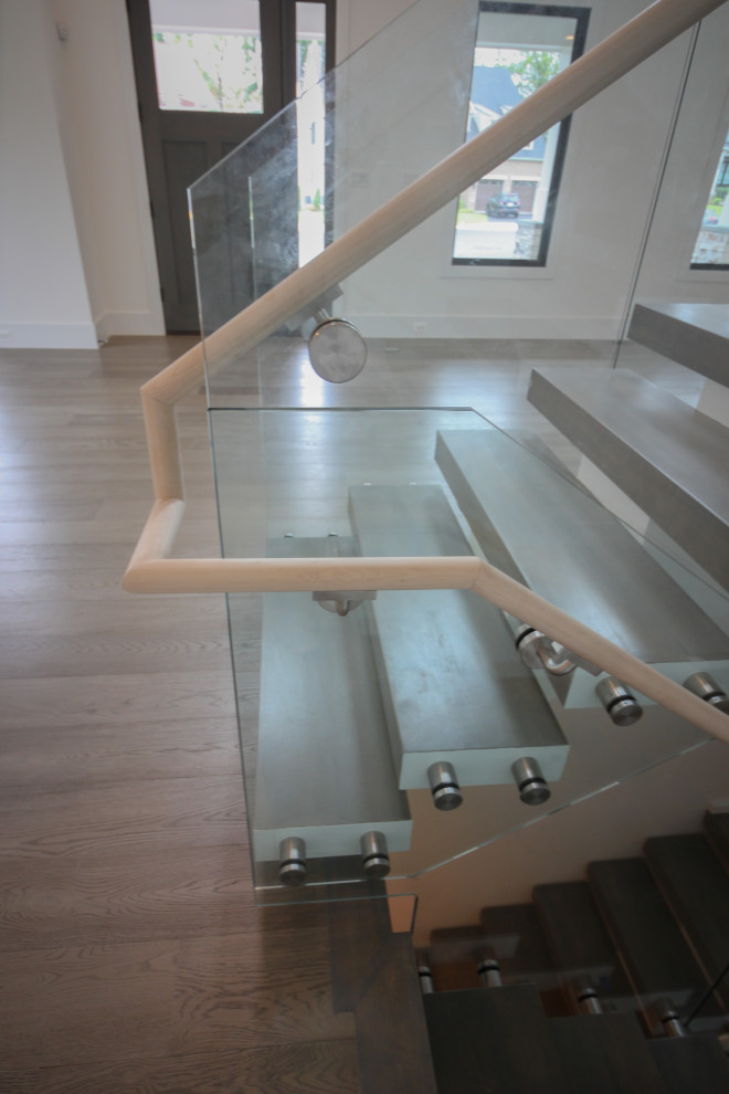 80_Floating Switchback Glass + Mono-beam Staircase, McLean VA 22101 ...