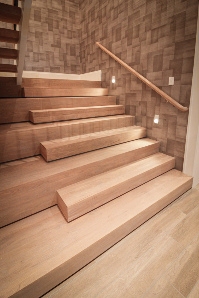 81_Modern Oak Steps with Raised Area for Seating, Great Falls VA 22066 ...