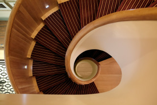 A dramatic view looking down the spiral stair - Contemporary ...