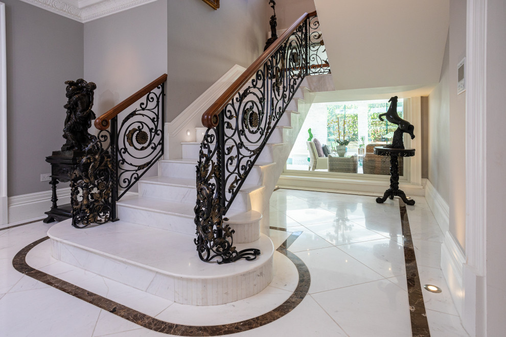 Ariston Stone with dark Emperador borders - Contemporary - Staircase ...