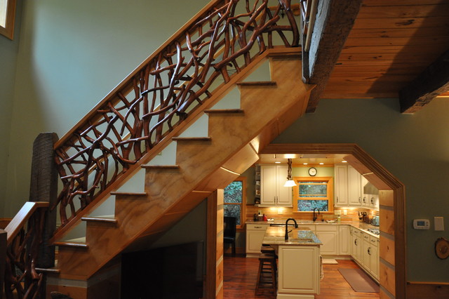 Bark House® Handrails - Mountain Laurel Weave - Rustic - Staircase ...