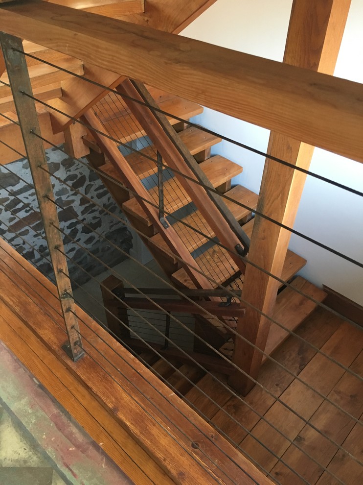 Barn house cable railing - Farmhouse - Staircase - Philadelphia - by ...