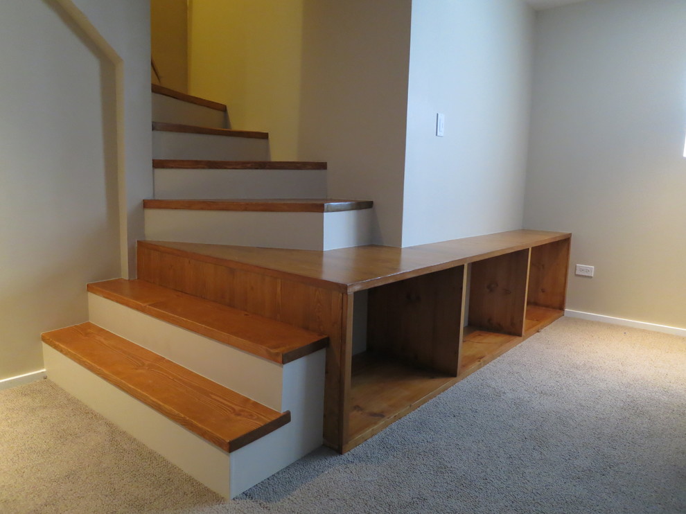 Basement Stairs with Built-in Storage Cabinet - Contemporary ...