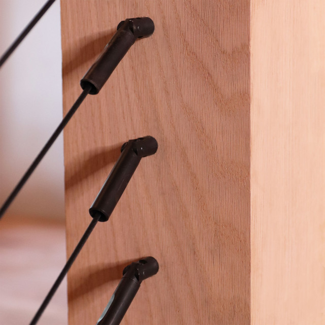 Black and Stainless Cable Railing with solid wood stair posts - Rustic ...