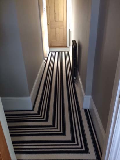 Black & White Stripe Carpet to Stairs and Landings - Contemporary ...